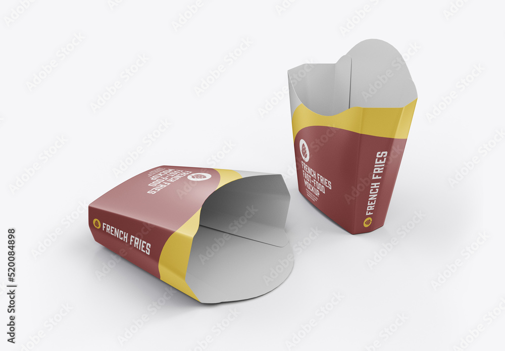 Empty French Fries Packaging Mockup Stock Template | Adobe Stock