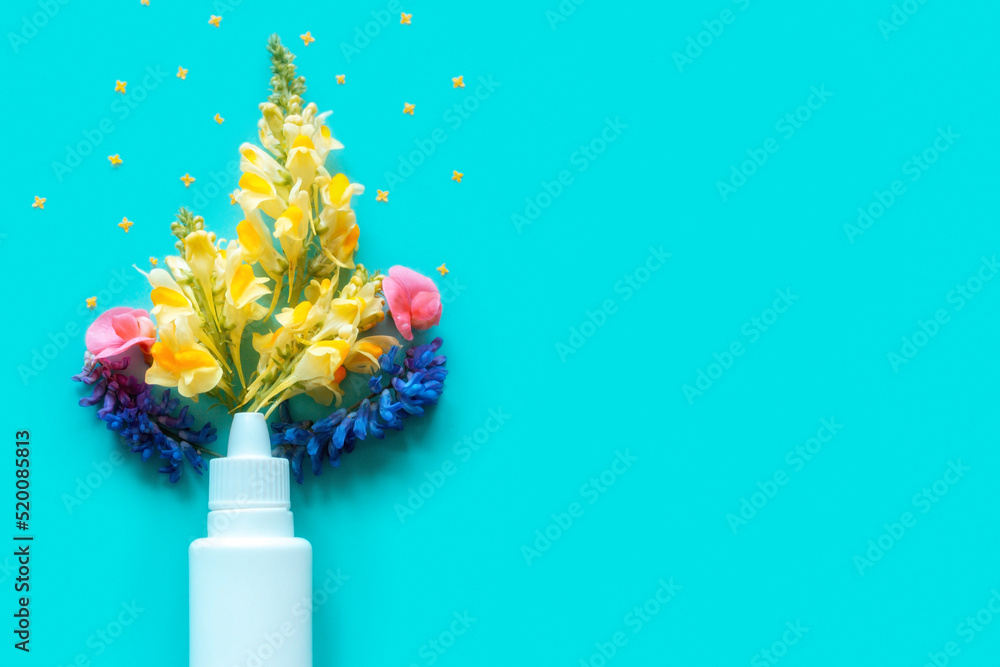 pollen and flower on antihistamine against seasonal allergies. nasal ...