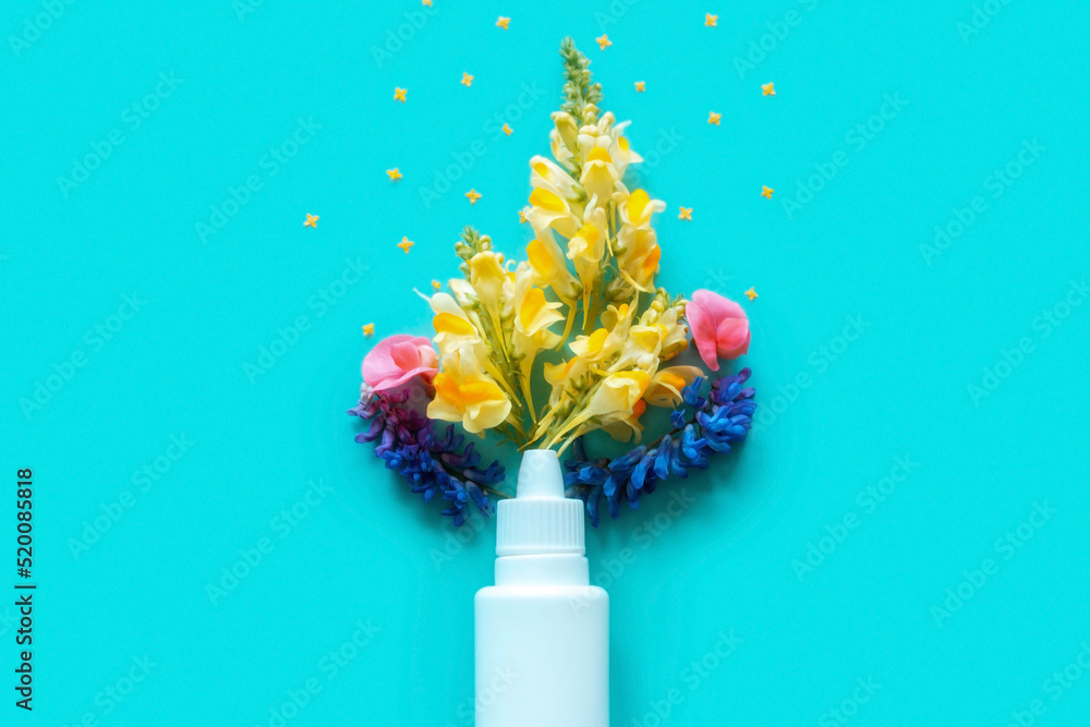 pollen and flower on antihistamine against seasonal allergies. nasal ...