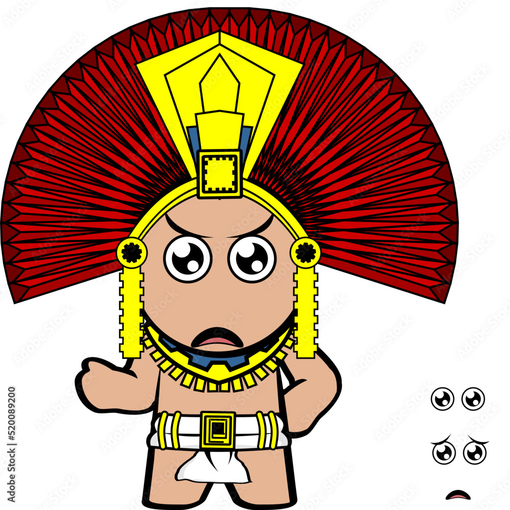funny aztec kid mexican god cartoon set in vector format Stock Vector ...