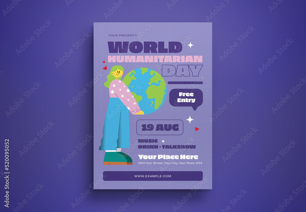 World Humanitarian Day Flyer Layout Stock Template | Adobe Stock