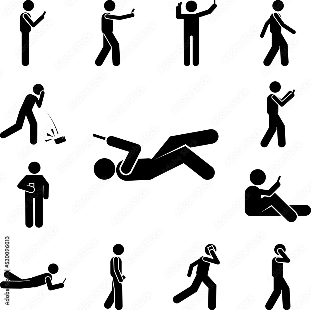 man lying enjoys phone icon in a collection with other items Stock ...