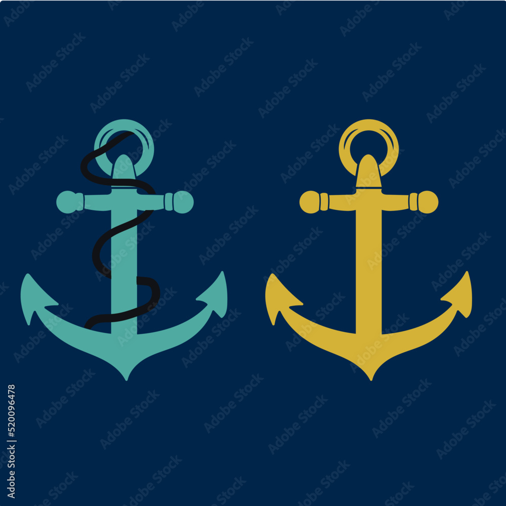 Basic anchor vector art with and without rope Stock Vector | Adobe Stock