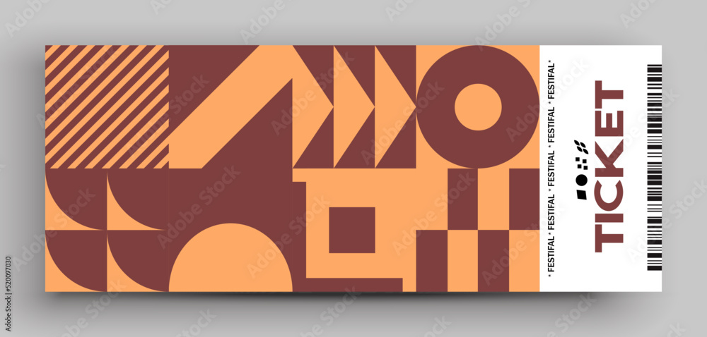 Ticket vector template layout with abstract pattern design graphics ...
