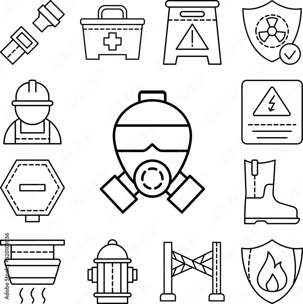 Gas mask, safety icon in a collection with other items Stock Vector ...