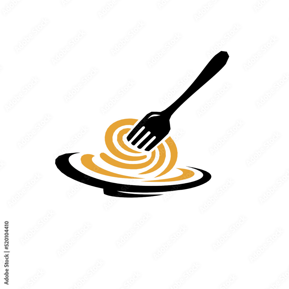 Vetor de Italian pasta with fork silhouette. do Stock | Adobe Stock