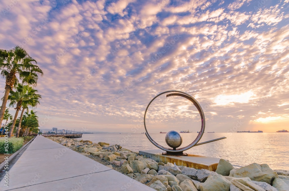Molos Promenade and skyline of the coast in Limassol city in Cyprus at ...