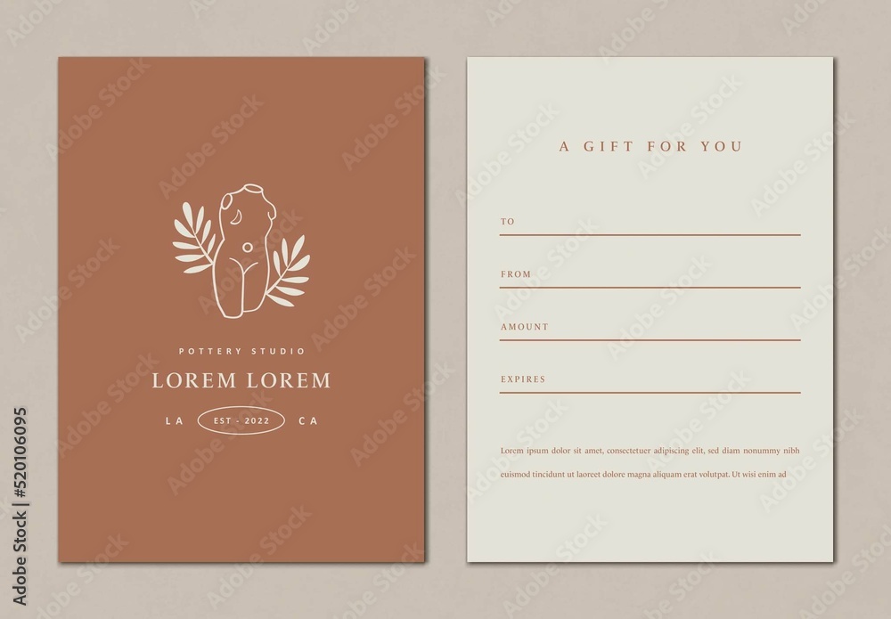 Chic Boho Gift Card Design Layout Stock Template | Adobe Stock