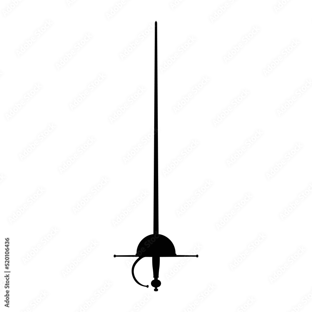Rapier Silhouette. Black and White Icon Design Element on Isolated ...