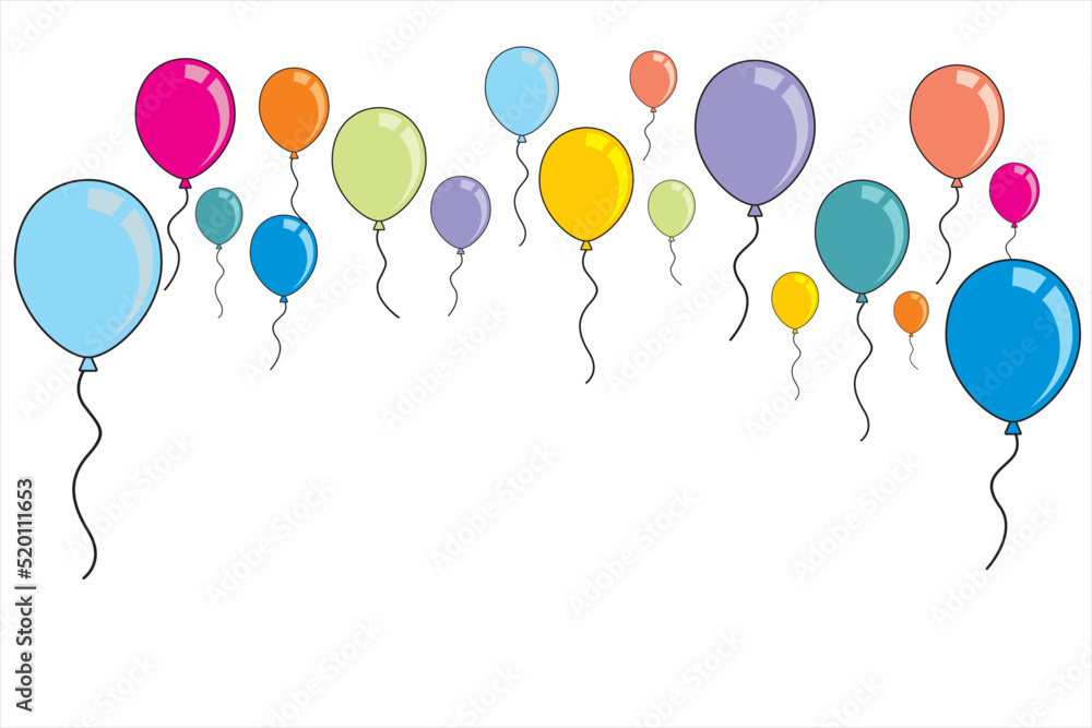 Happy birthday. Illustration of colorful birthday balloons. Vector ...