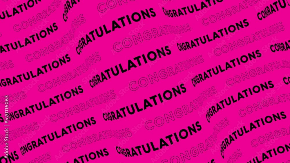 Congratulations pink promo text flow on the wave animation loop ...