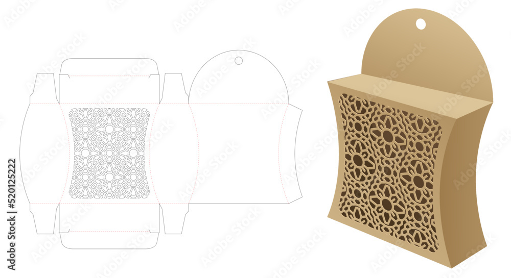 stenciled box die cut template and 3D mockup Stock Vector | Adobe Stock