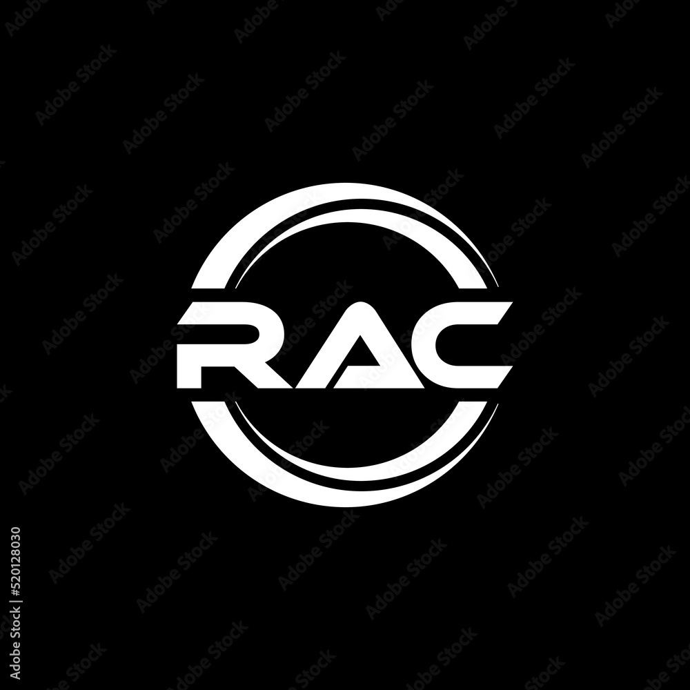 RAC letter logo design with black background in illustrator, vector ...