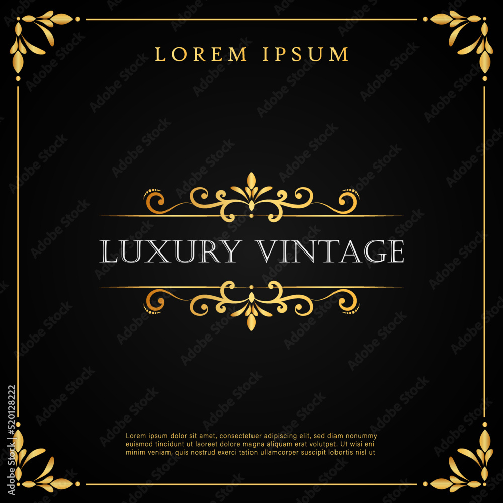Elegant gold frame floral border template Stock Vector | Adobe Stock