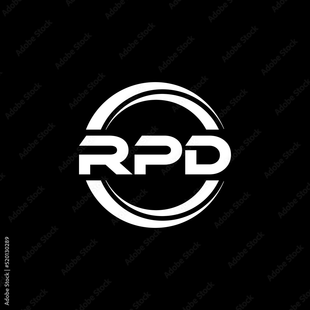 RPD letter logo design with black background in illustrator, vector ...