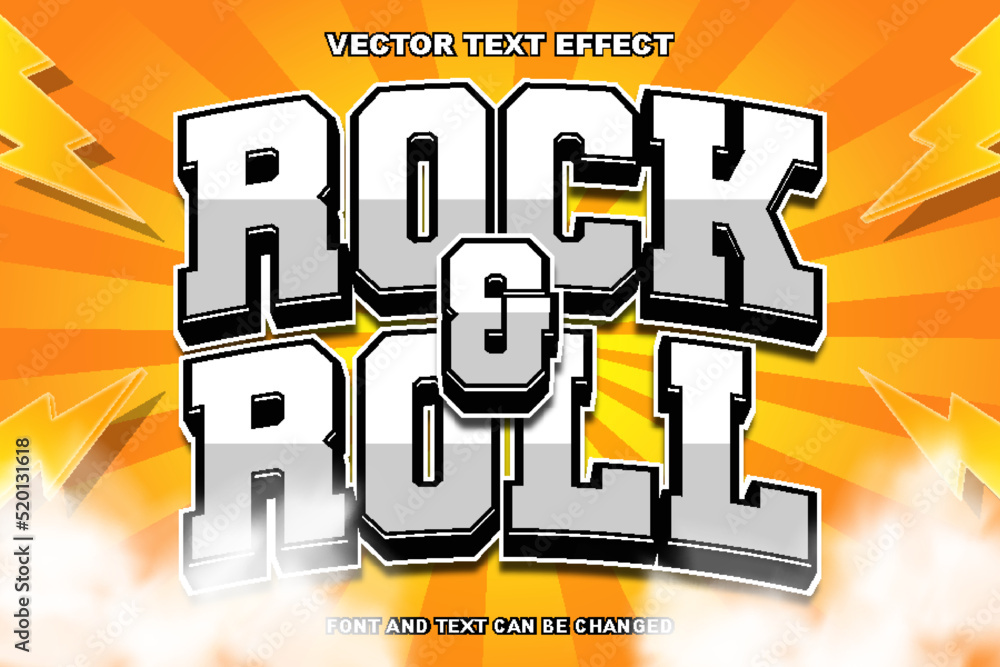 rock n roll typography lettering 3d editable text effect font style ...