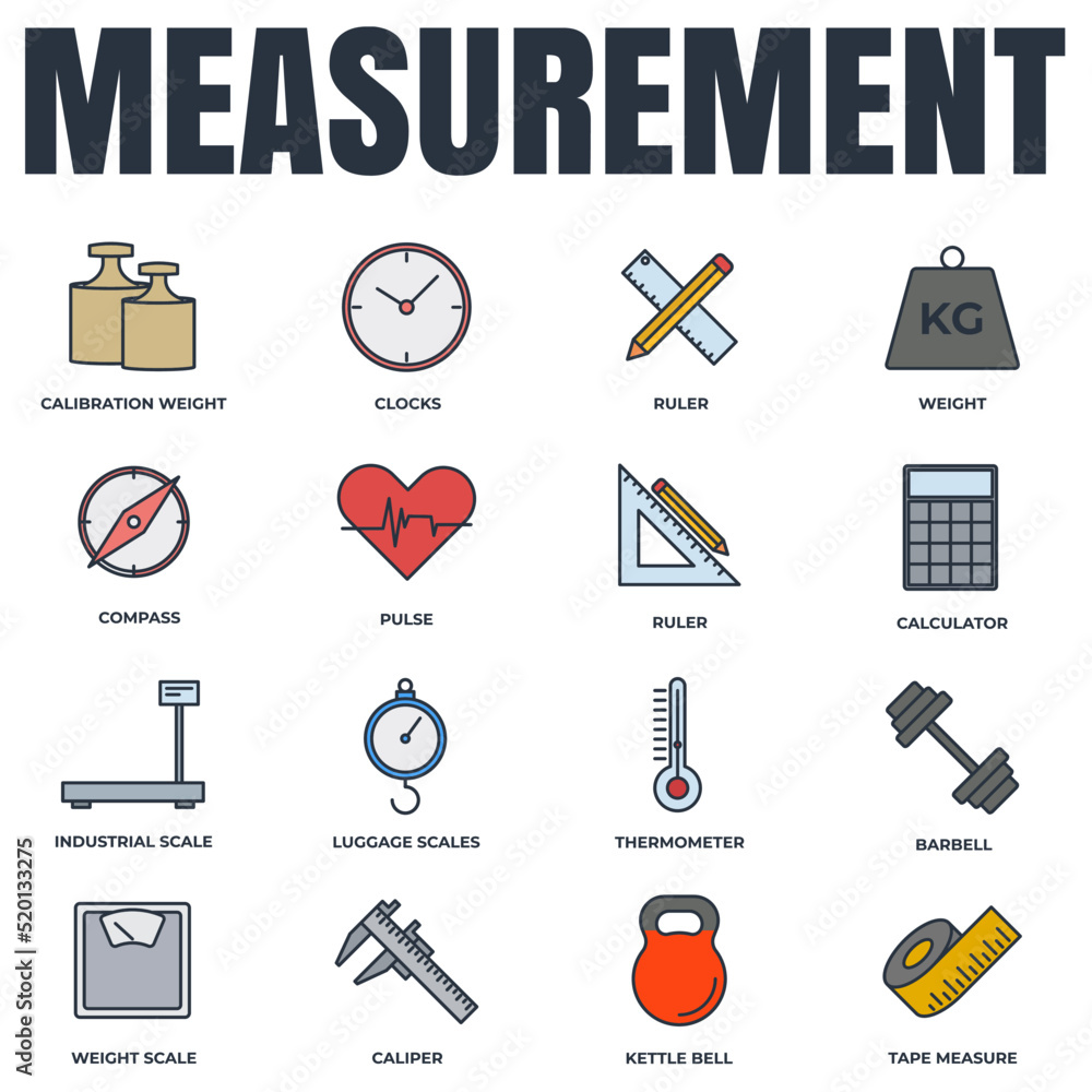 Set of Measuring icon logo vector illustration. measure, measurement ...