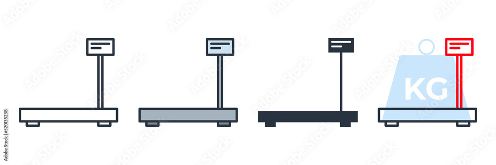 industrial scale icon logo vector illustration. Warehouse digital scale ...