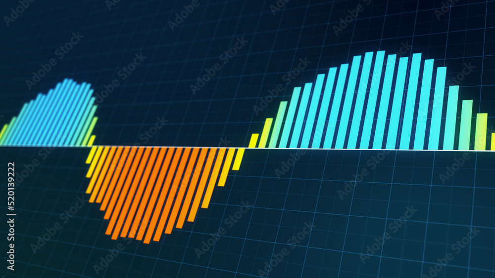 Business fluctuation bar chart increasing and decreasing development ...