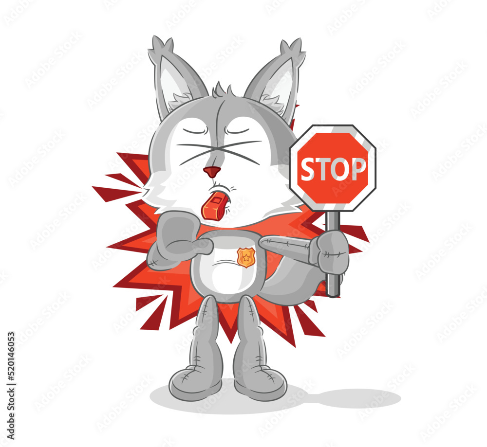 wolf holding stop sign. cartoon mascot vector Stock Vector | Adobe Stock
