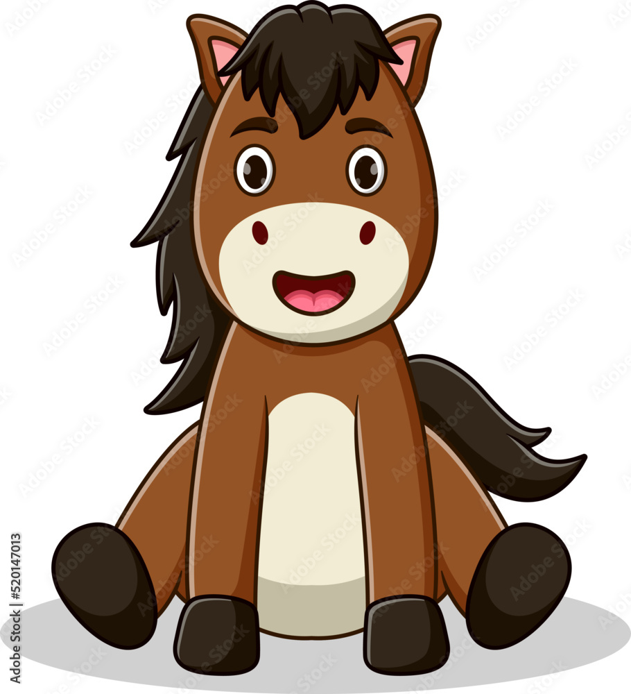 Cartoon cute baby horse sitting Stock Vector | Adobe Stock