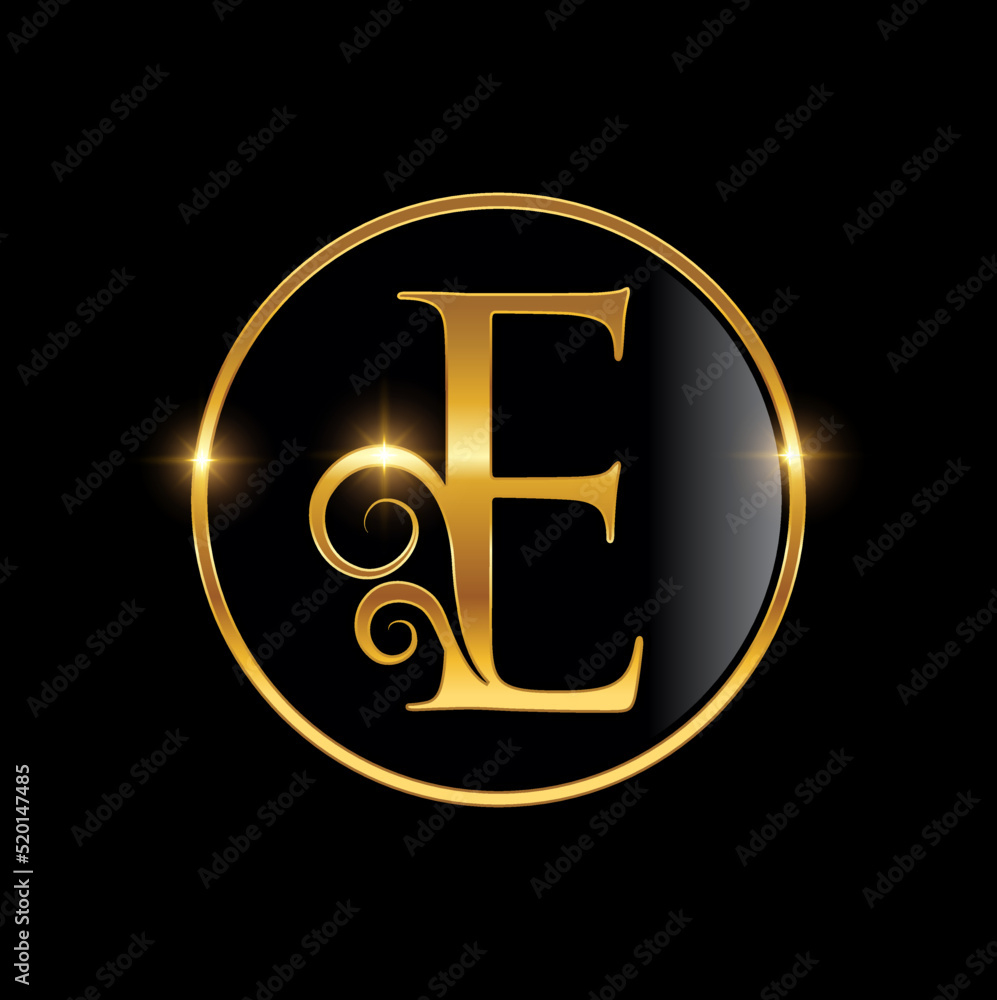 Golden Cursive Luxury Monogram Logo Initial Letter E Stock Vector ...