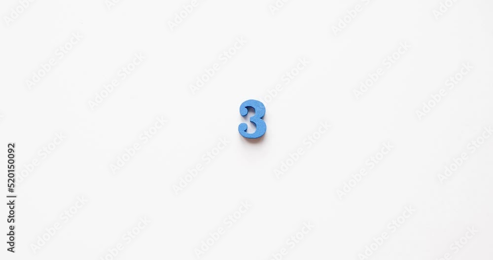 Count from 1 to 10 and back from multi-colored wooden numbers. Looped ...