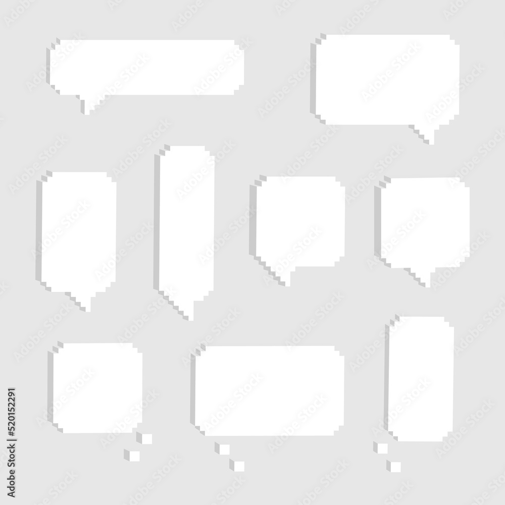 collection set of cute 3D retro game 8 bit pixel speech bubble balloon ... collection set of cute 3D retro game 8 bit pixel speech bubble balloon ...