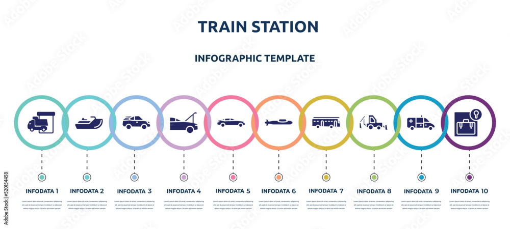 train station concept infographic design template. included loading ...