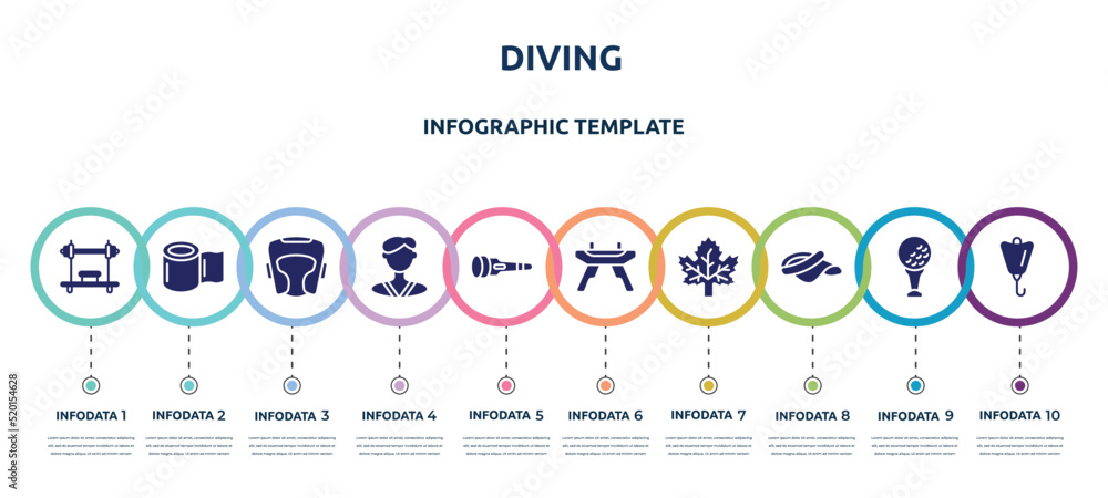 diving concept infographic design template. included bench press ...