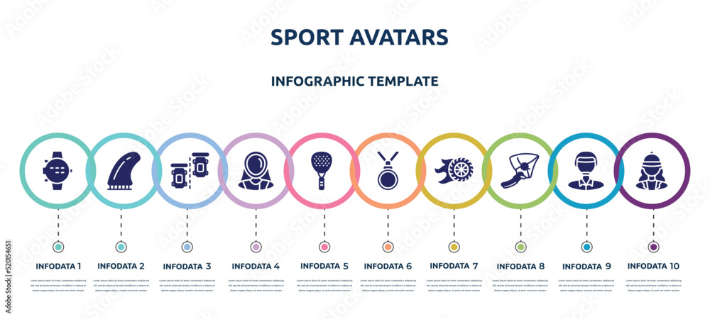 sport avatars concept infographic design template. included dive ...