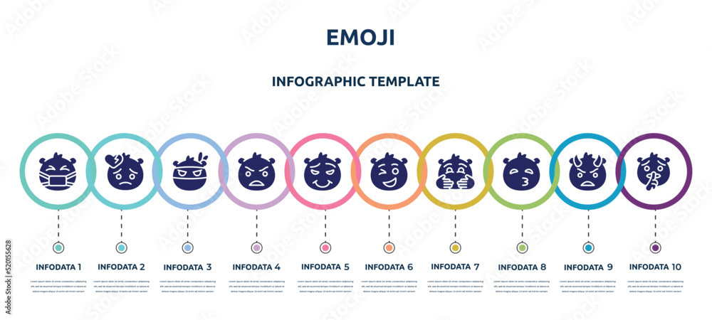 emoji concept infographic design template. included sick emoji, broken ...