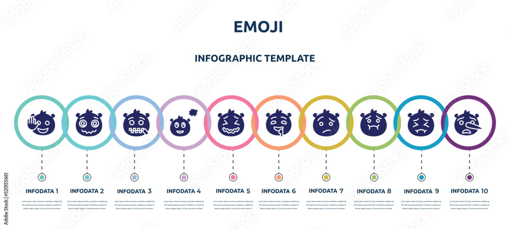 emoji concept infographic design template. included hello emoji ...