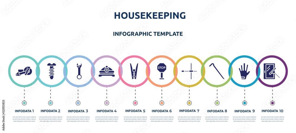 housekeeping concept infographic design template. included big saw ...