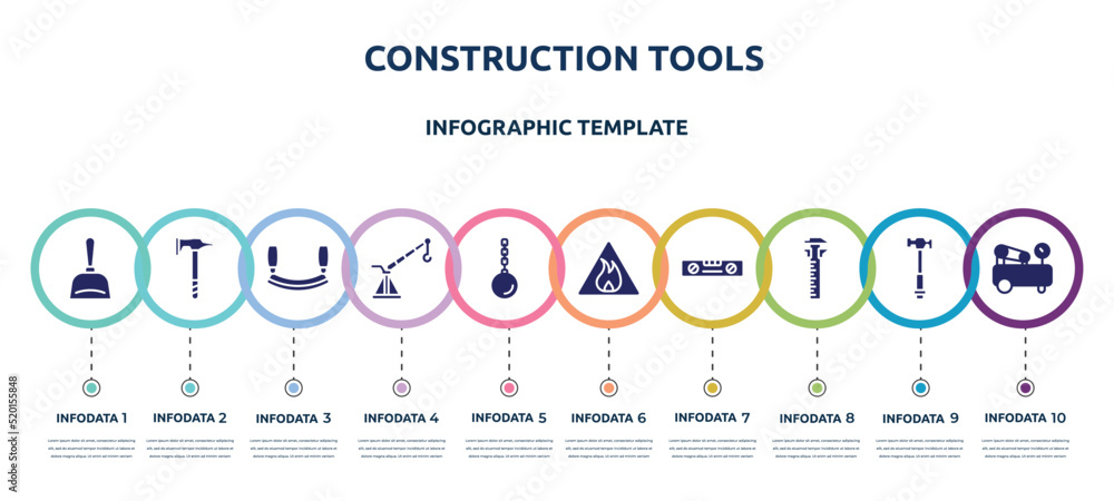 construction tools concept infographic design template. included ...