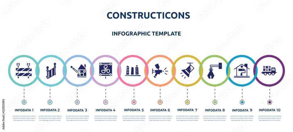 constructicons concept infographic design template. included barrier ...
