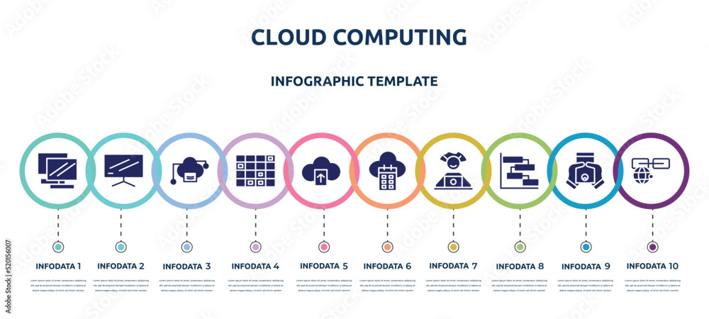 cloud computing concept infographic design template. included notebook double tool image ...