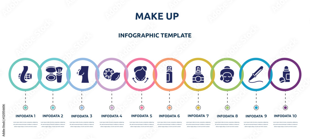 make up concept infographic design template. included curl, blush ...
