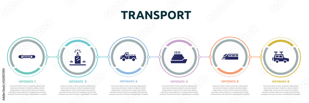 transport concept infographic design template. included damper, luggage ...