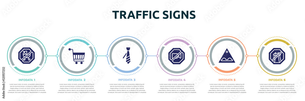 traffic signs concept infographic design template. included no children ...