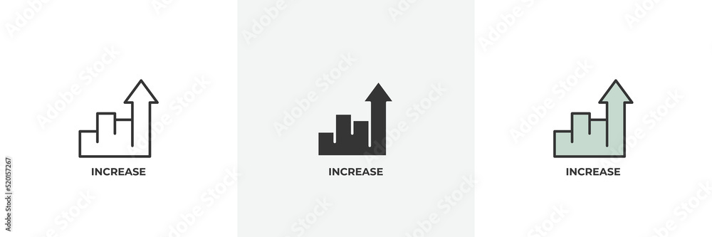increase icon. Line, solid and filled outline colorful version, outline ...
