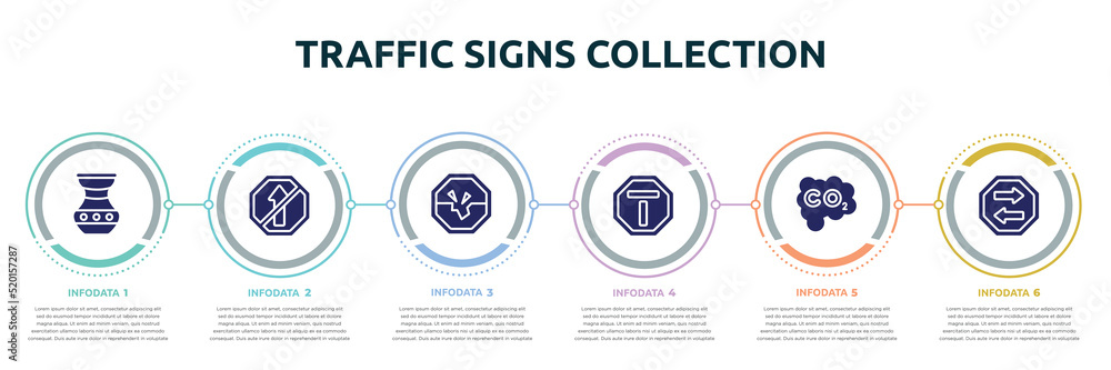 traffic signs collection concept infographic design template. included ...