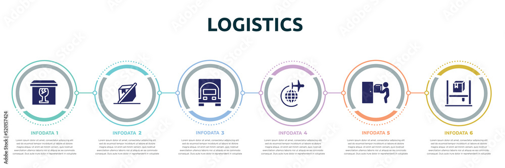 logistics concept infographic design template. included cardboard box ...