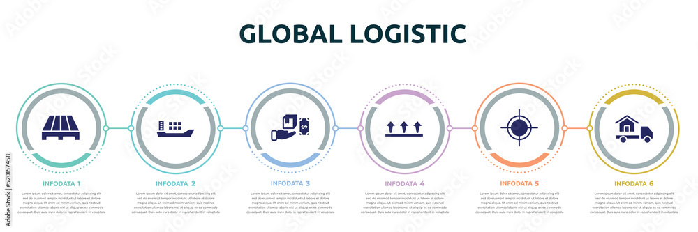 global logistic concept infographic design template. included pallets ...
