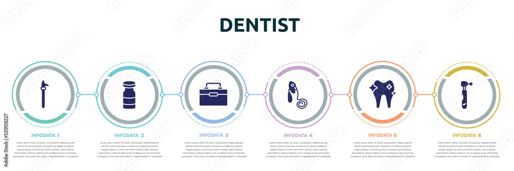 dentist concept infographic design template. included pike pole, vial ...