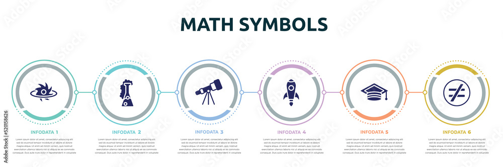 math symbols concept infographic design template. included black hole ...