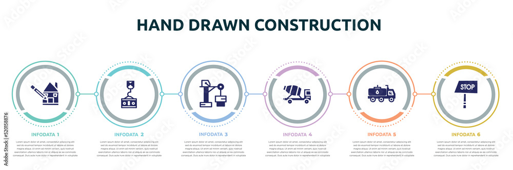 hand drawn construction concept infographic design template. included ...