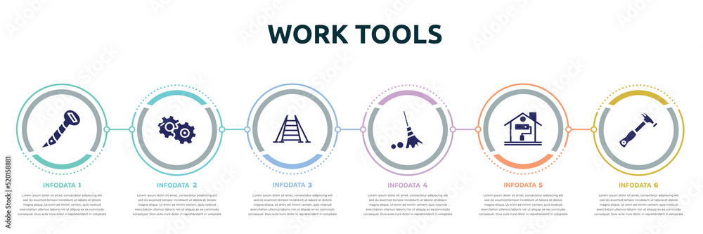 work tools concept infographic design template. included screw hand ...