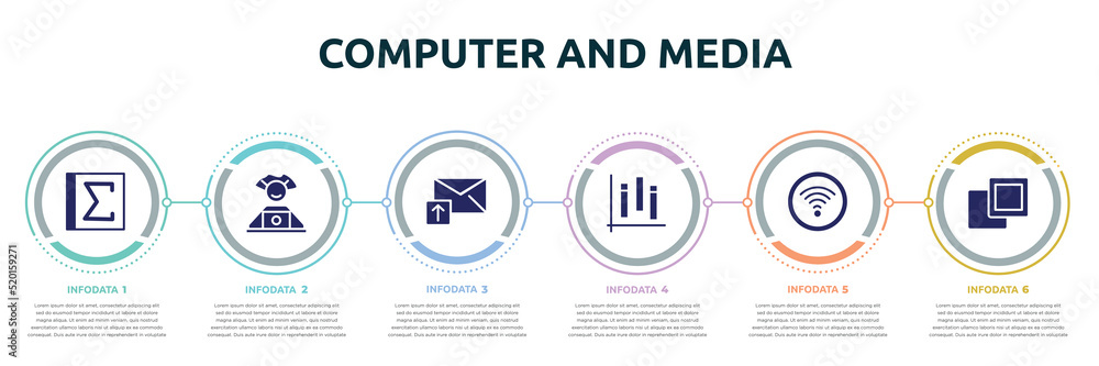 computer and media concept infographic design template. included ...