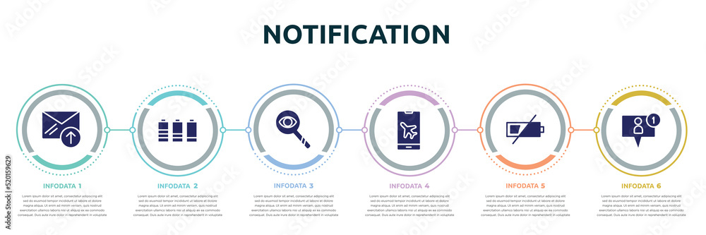 notification concept infographic design template. included outgoing ...